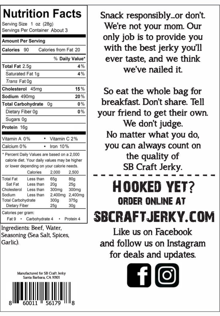 Old Fashioned Original | 2.8oz – Sb Craft Jerky